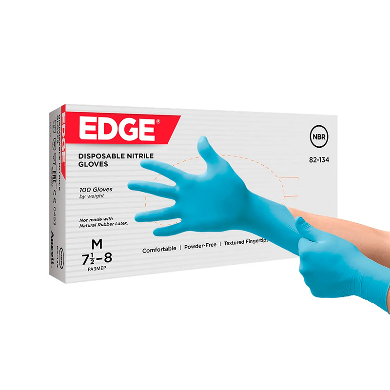 LUVA ANSELL EDGE 82-134 SEM PO AZUL CX 100 UN CA 42653 | BT Equipamentos